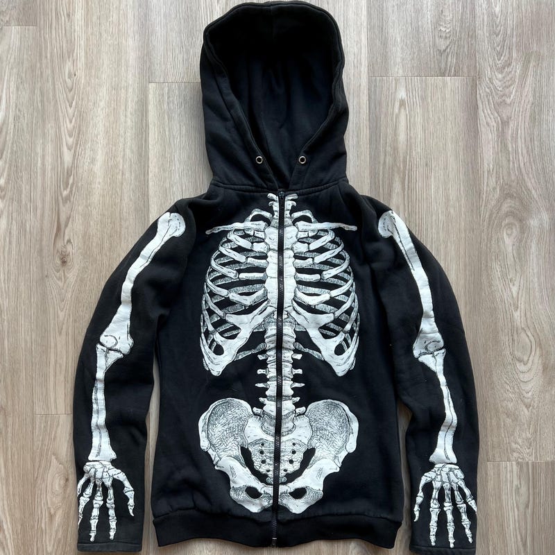 Y2k Skeleton Zip up Hoodie - Etsy