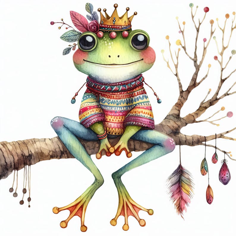 Quirky Boho Frog - Clip Art Bundle, Digital Download, Digital Files ...