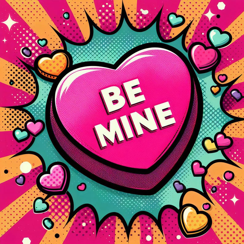 Pop Art Heart Candy- Clip Art Bundle, Digital Download, Whimsical, Y2K ...