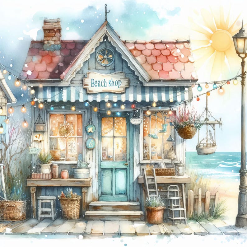 Beach Shop - Clip Art Bundle, Digital Files Images Download, Whimsical ...