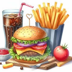 Burger and Fries - Clip Art Bundle, Digital File Images Download ...