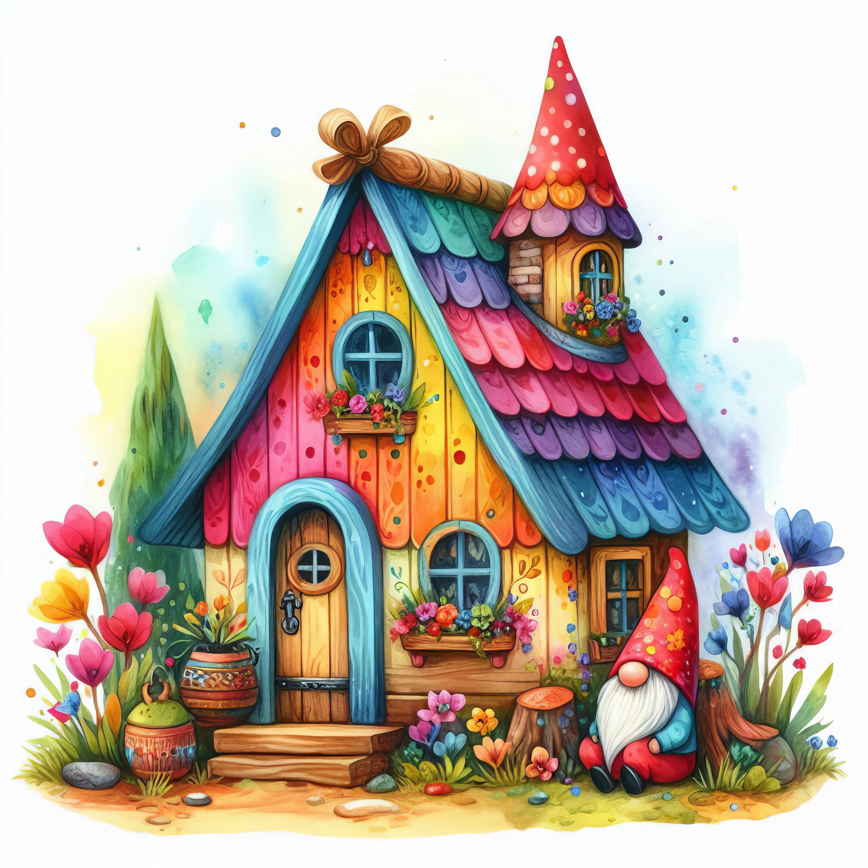 Whimsical Gnome House- Clip Art Bundle, Digital Download, Digital Files ...
