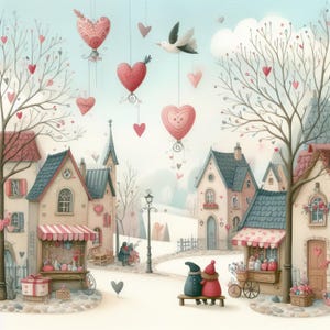 Whimsical Valentine's Day Town - Clip Art Bundle, Digital Download ...