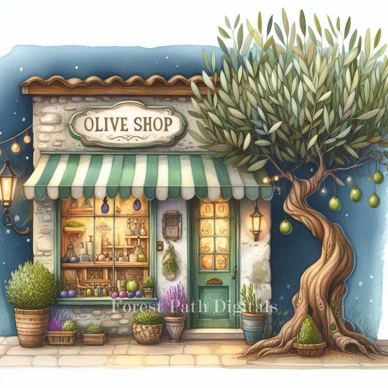 Olive Shop- Clip Art Bundle, Digital Files Images Download, Whimsical ...
