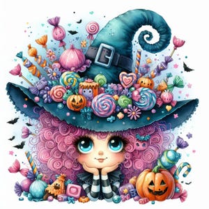 Quirky Halloween Candy Witch - Clip Art Bundle, Digital Download ...