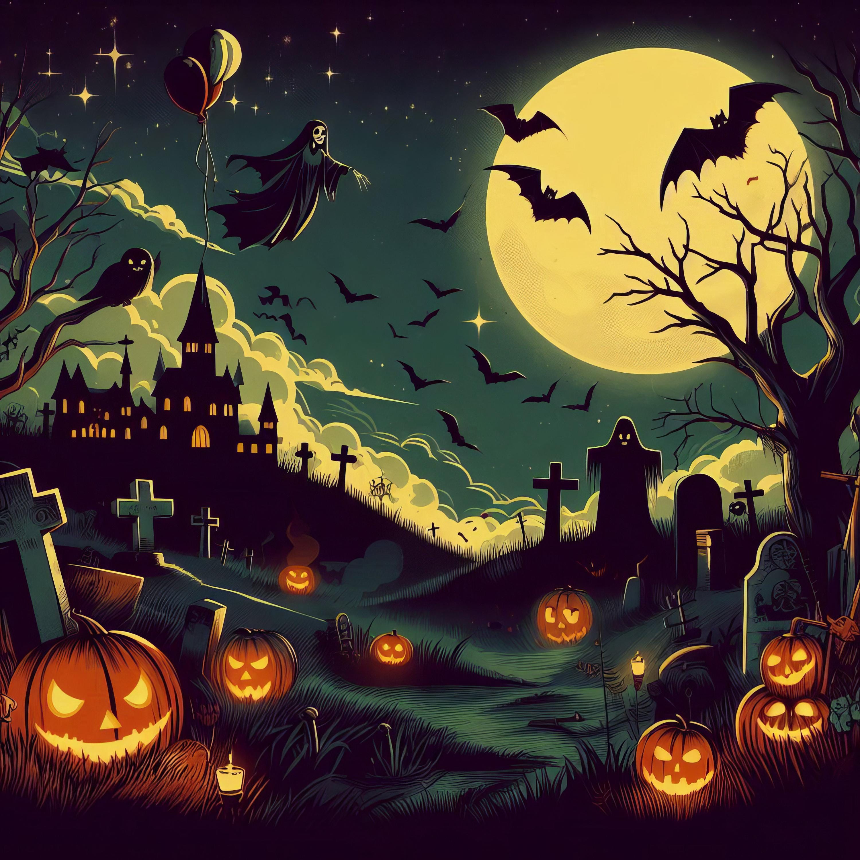 Retro Haunted House - Clip Art Bundle, Digital Download Images Files ...