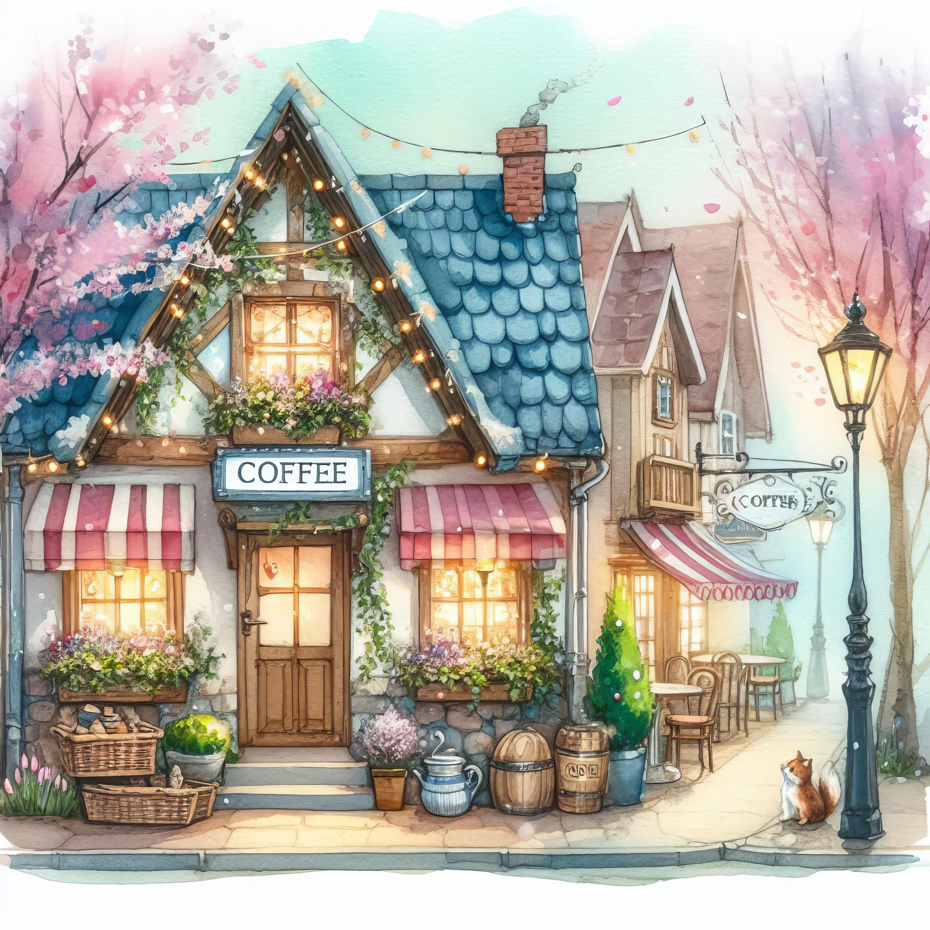 Village Coffee Shop Clip Art Bundle, Digital Download, Digital Files ...