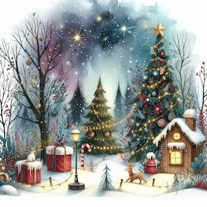 Whimsical Christmas Forest - Clip Art Bundle, Digital Download, Digital ...