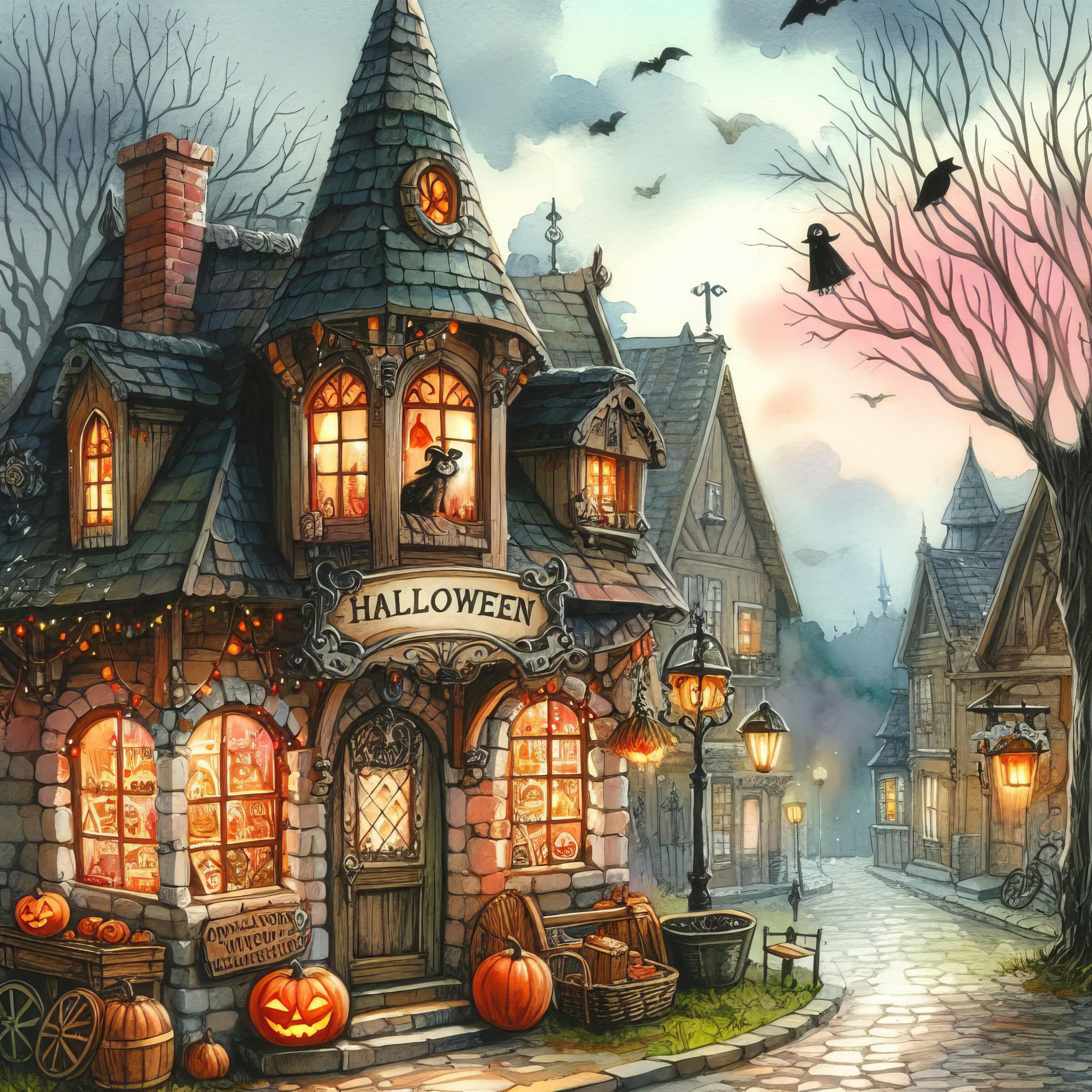 Halloween Shop - Clip Art Bundle, Digital Images Download, Village ...