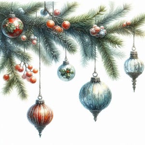 Vintage Christmas Ornaments - Clip Art Bundle, Digital Download ...