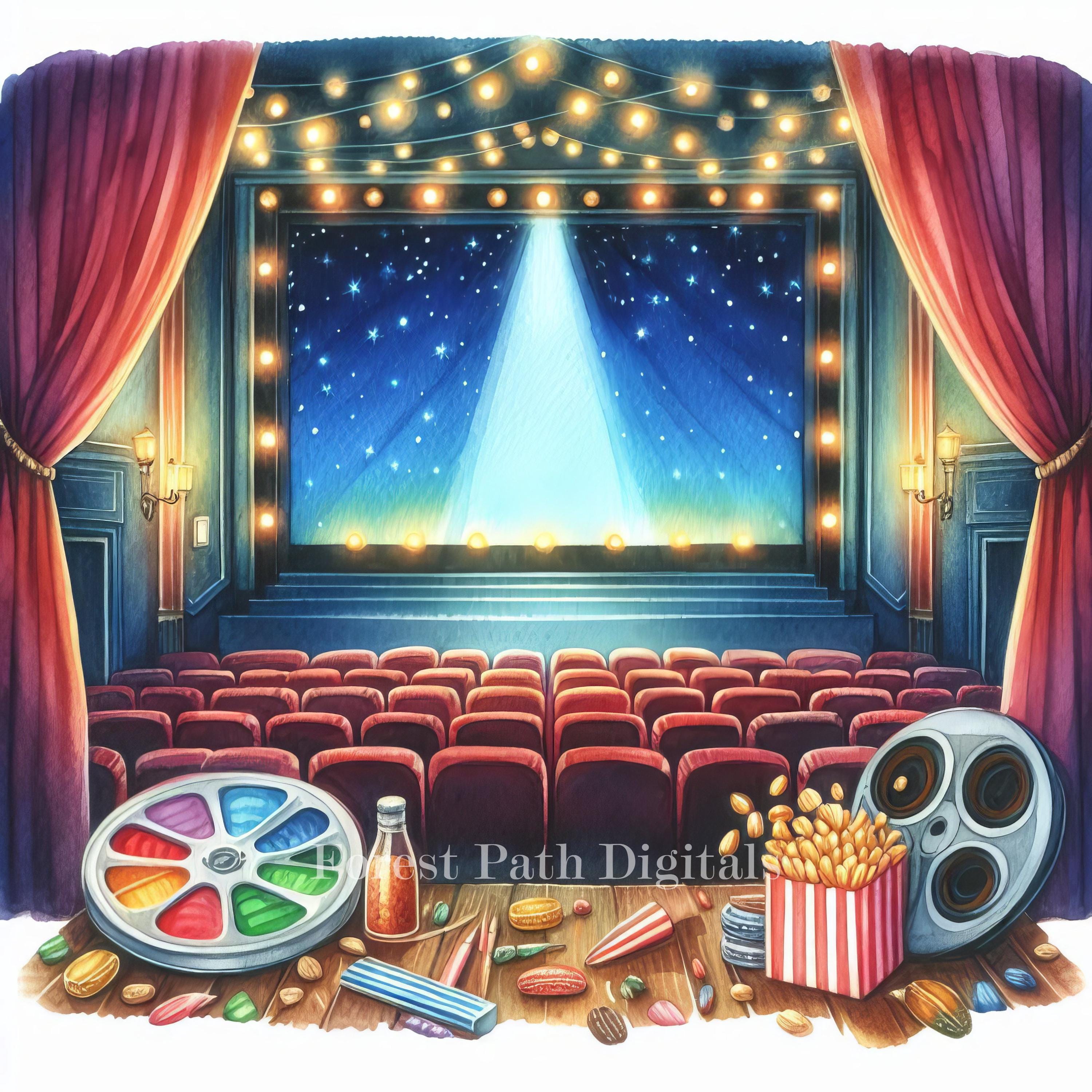 Movie Theater - Clip Art Bundle, Digital Images, Whimsical, Quirky ...