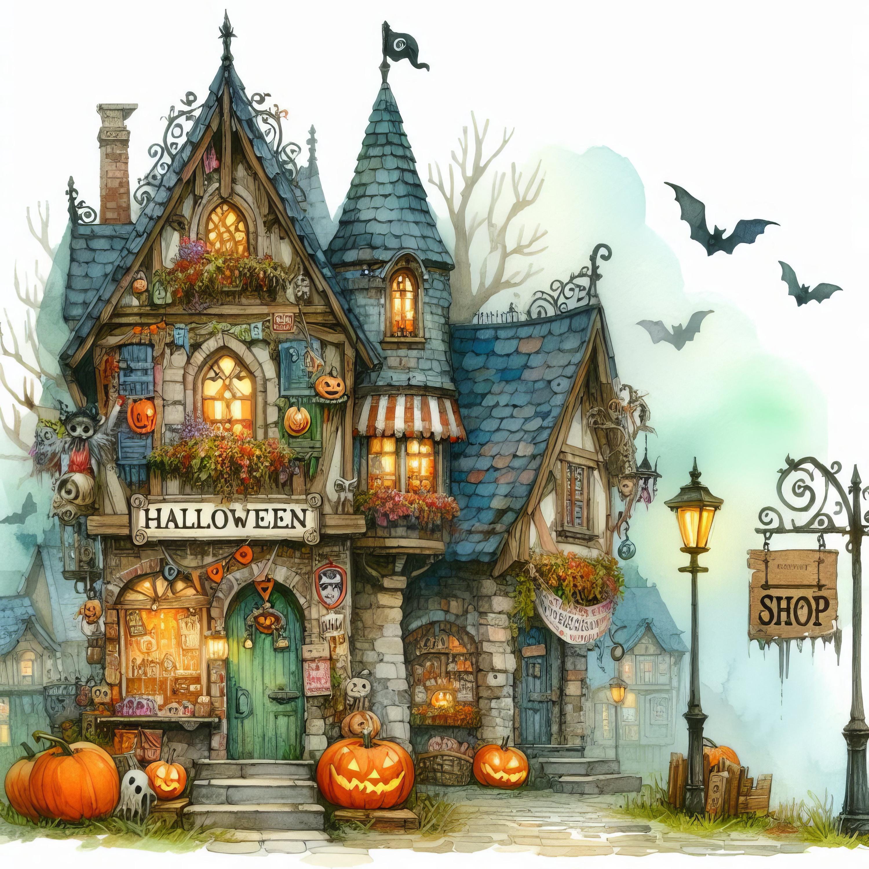 Halloween Shop - Clip Art Bundle, Digital Images Download, Village ...