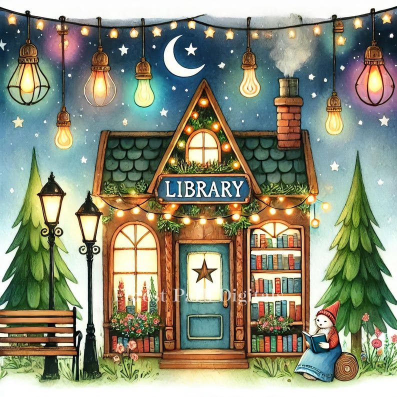 Library - Clip Art Bundle, Digital Download, Digital Files, Whimsical ...