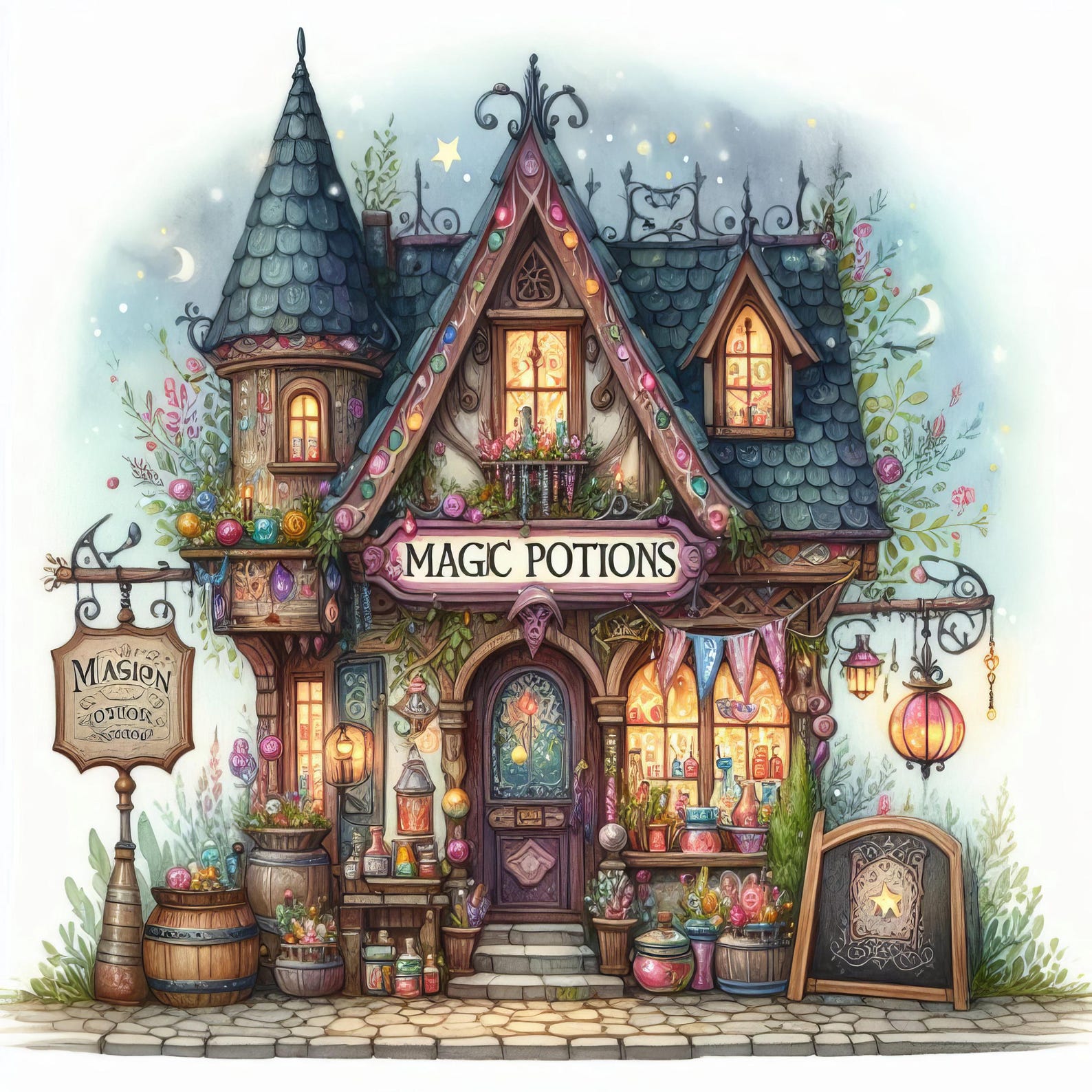 Magic Potions Shop - Clip Art Bundle, Digital Files Images Download ...