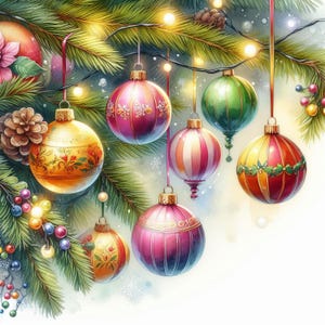Classic Christmas Ornaments - Clip Art Bundle, Digital Download ...