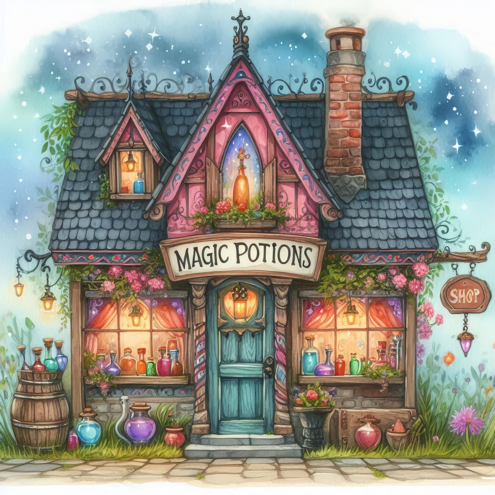 Magic Potions Shop - Clip Art Bundle, Digital Files Images Download ...