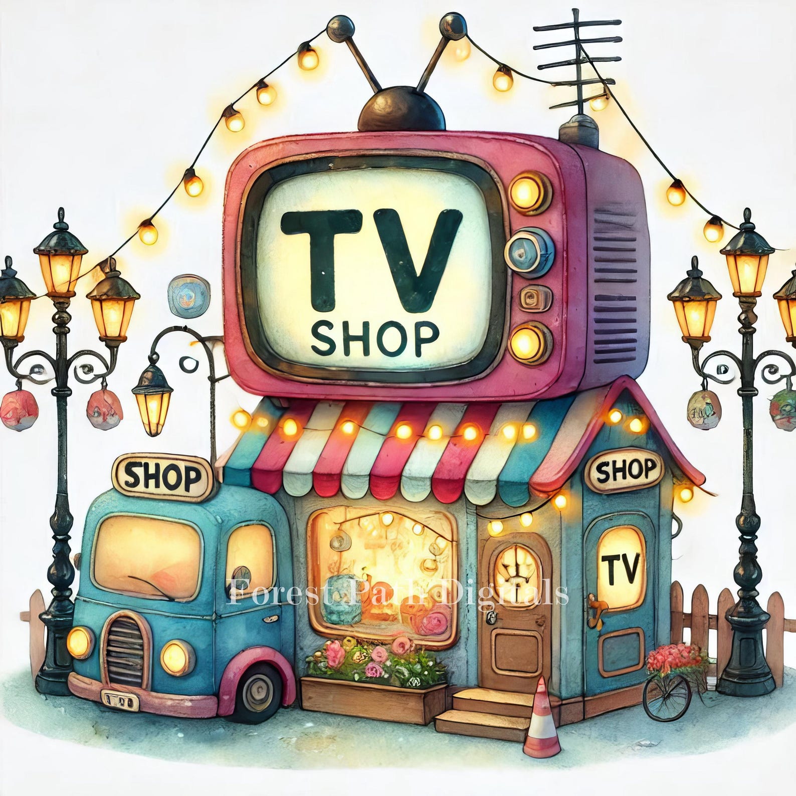 TV Shop - Clip Art Bundle, Digital Download, Digital Files, Whimsical ...