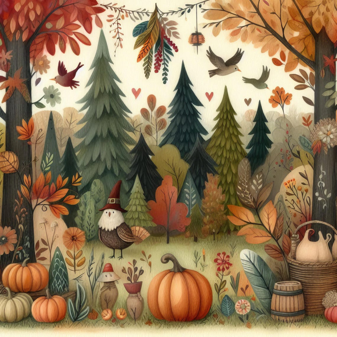 Magical Thanksgiving Day Forest - Clip Art Bundle, Digital Download ...