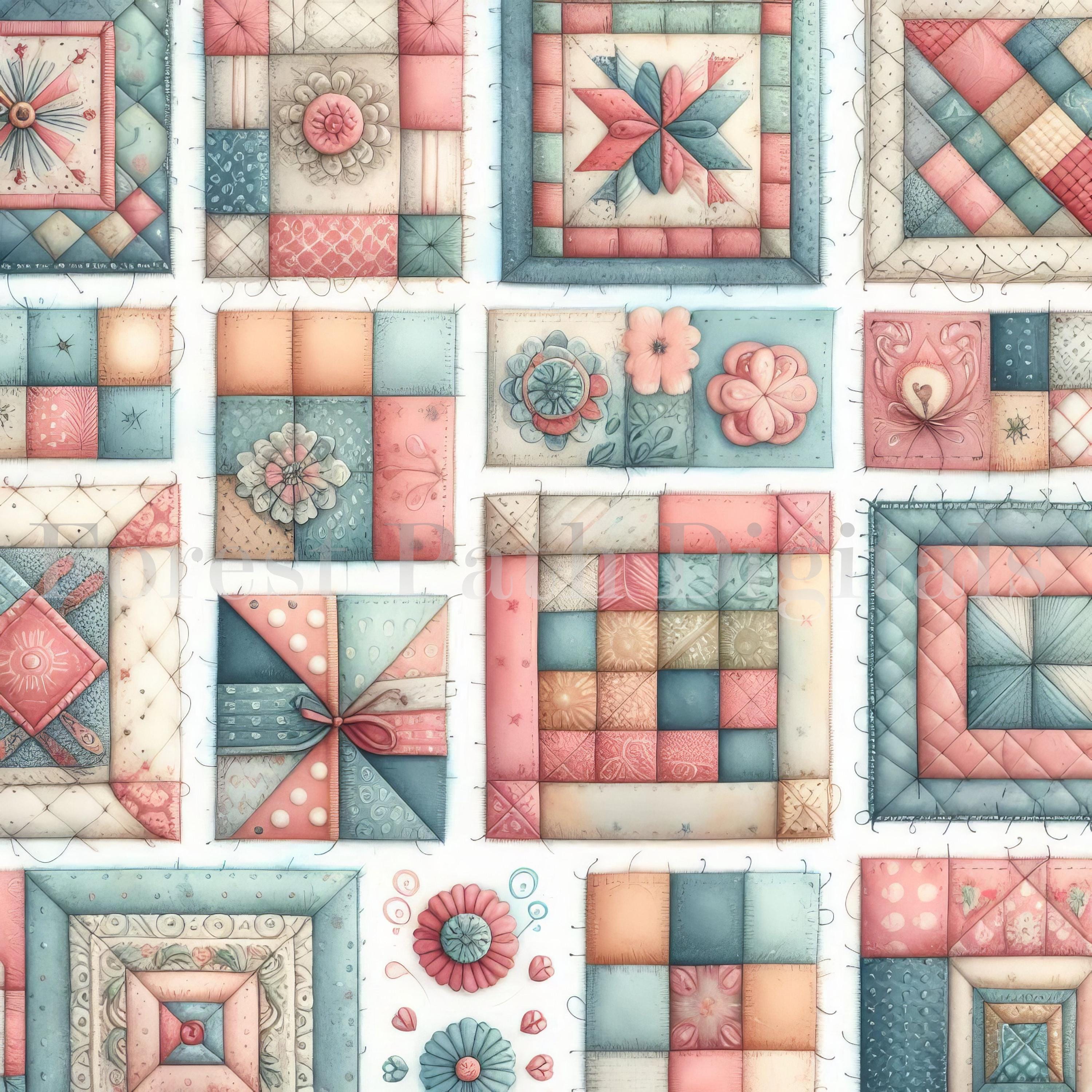 Patchwork Quilt- Clip Art Bundle, Digital Download, Digital Files, Digital Images, Wall Art ...