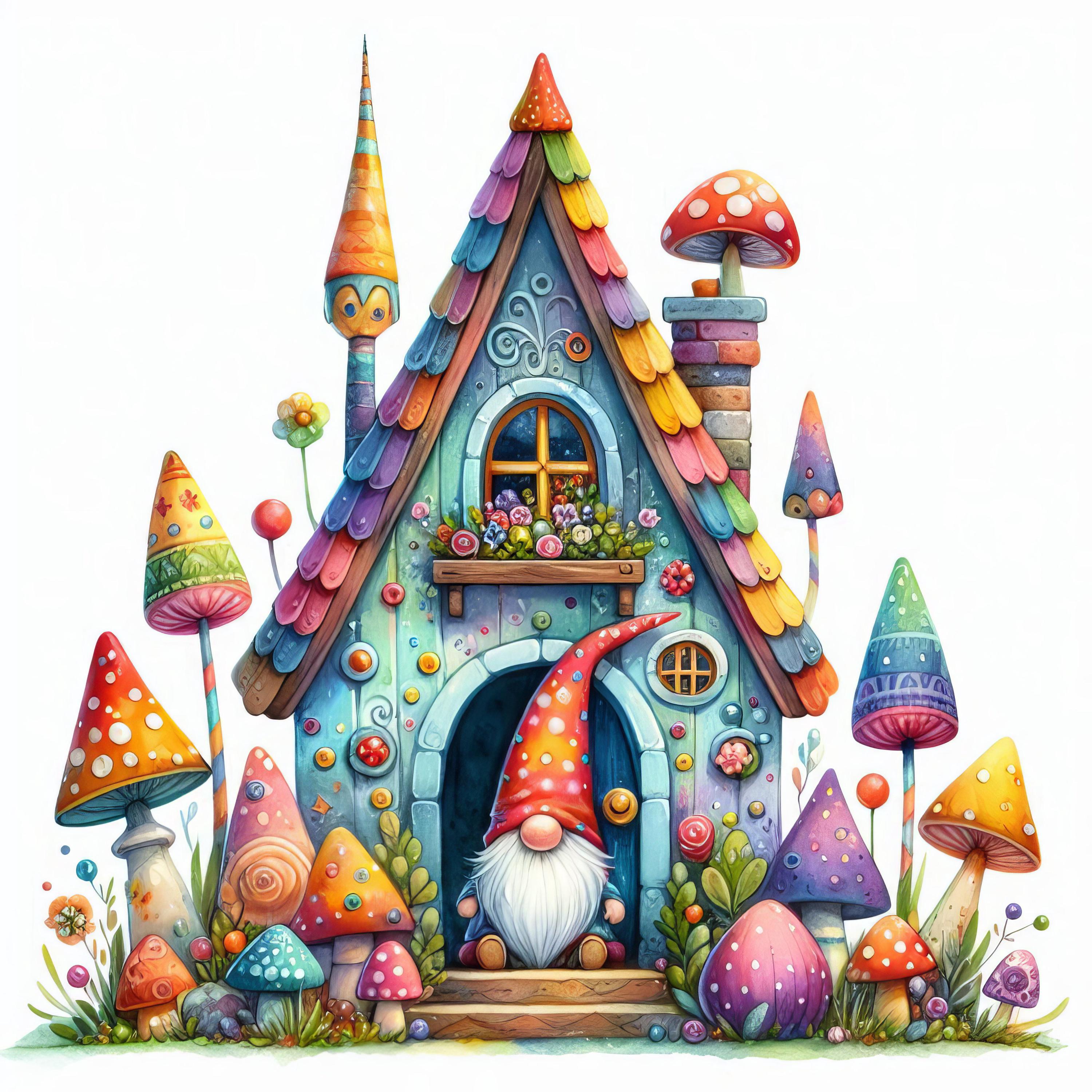 Whimsical Gnome House- Clip Art Bundle, Digital Download, Digital Files ...