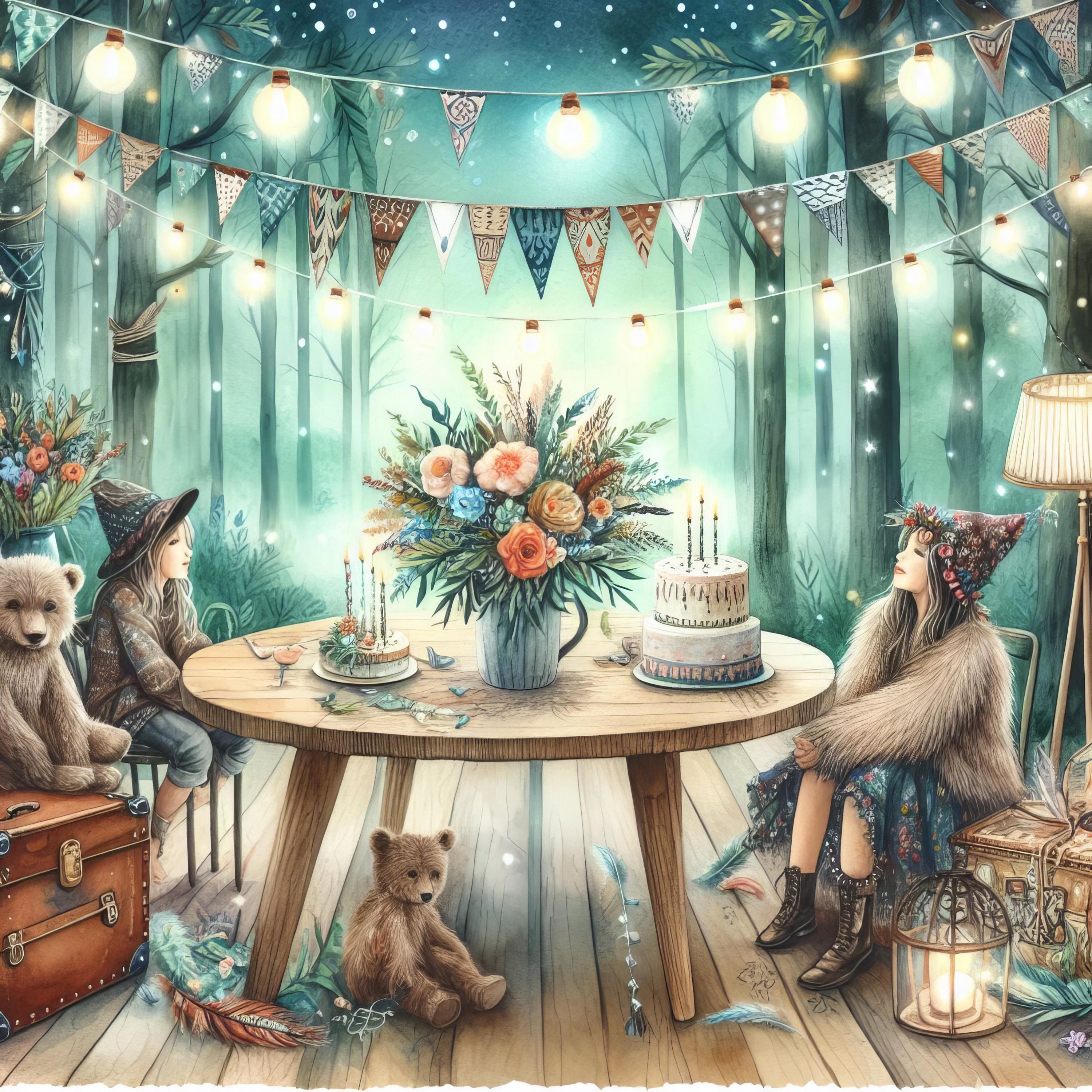 Boho Birthday Forest- Clip Art Bundle, Digital Download, Digital Files ...