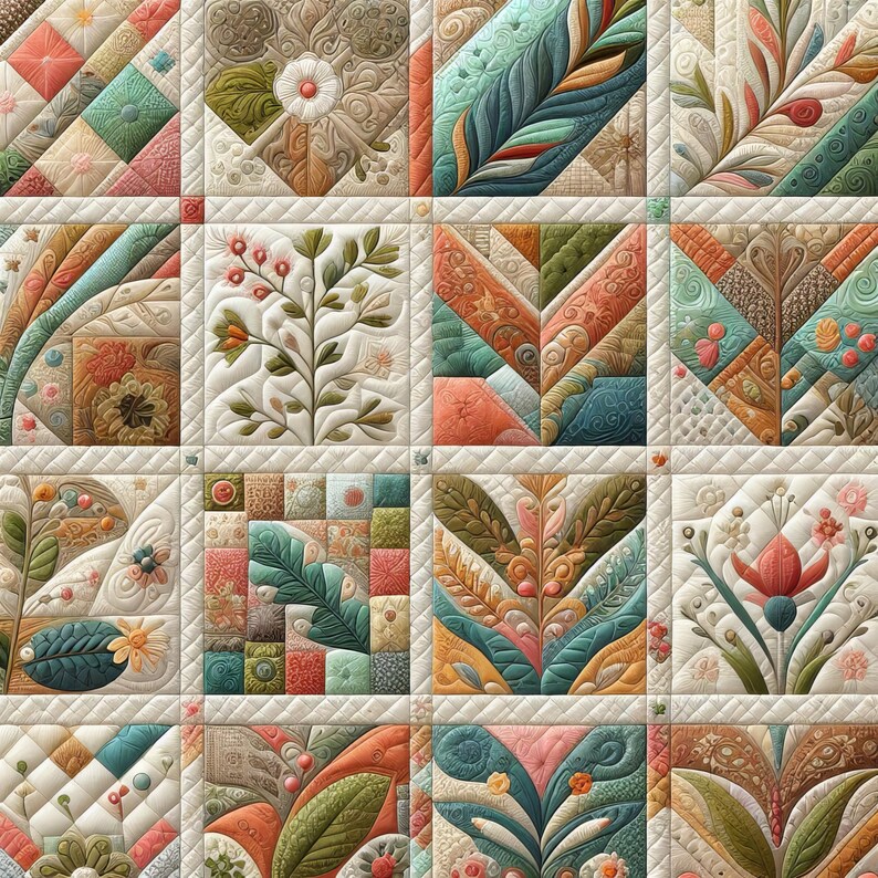 Patchwork Quilt V2- Clip Art Bundle, Digital Images Files Download ...