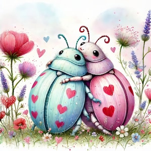 Shabby Chic Love Bugs Clip Art Bundle, Digital Download, Digital Files ...