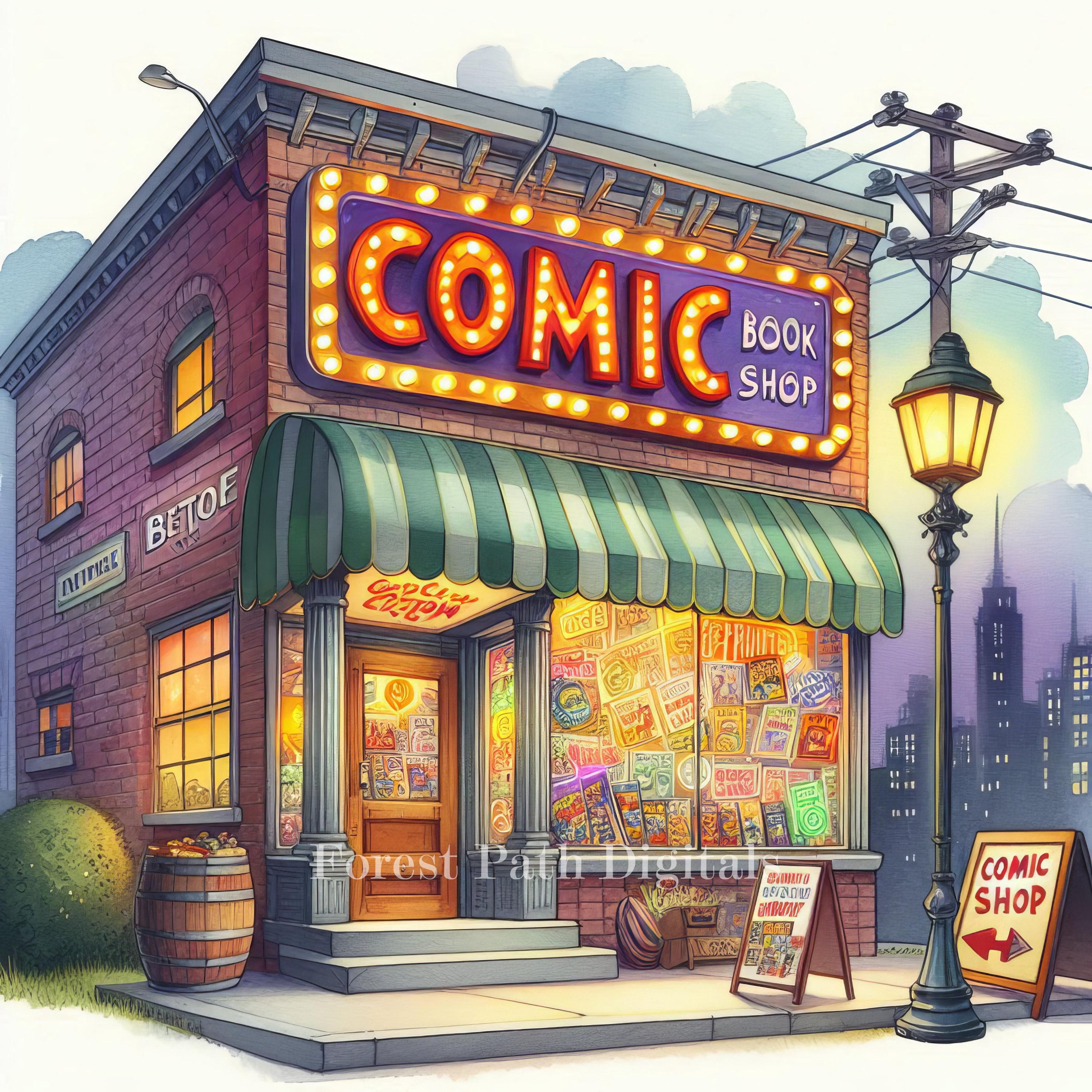 Comic Book Shop- Clip Art Bundle, Digital Files Images Download ...