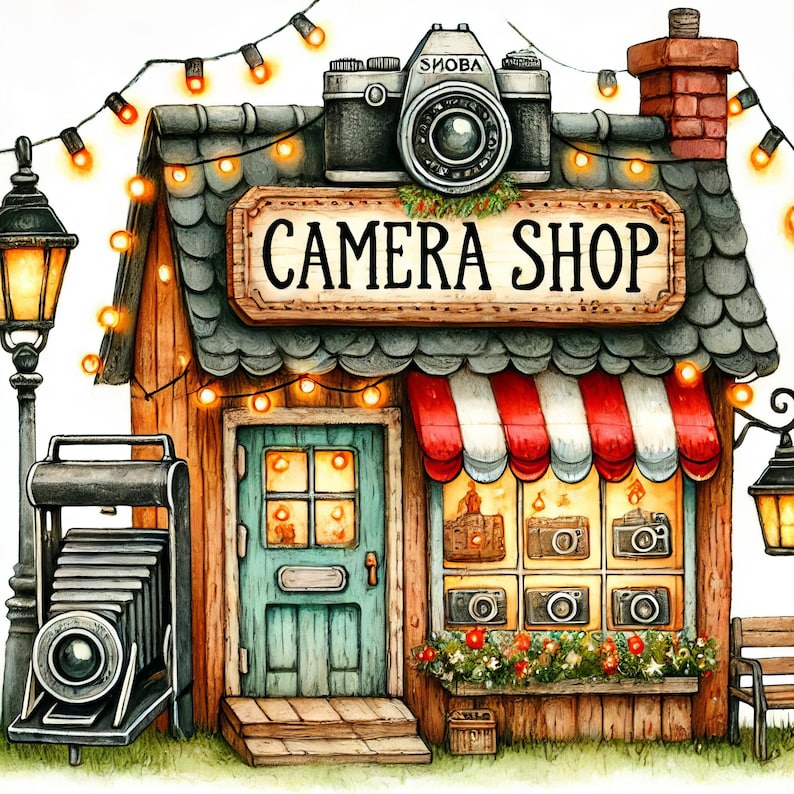 Camera Shop- Clip Art Bundle, Digital Download, Digital Files, Digital Images, Wall Art, Quirky ...