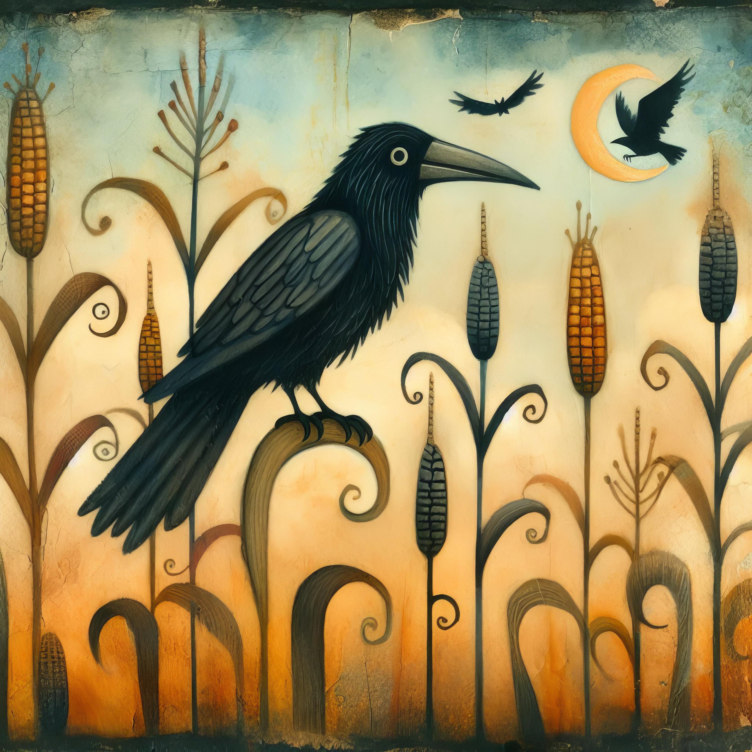 Primitive Cornfield Crow Clip Art Bundle, Digital Download, Digital ...