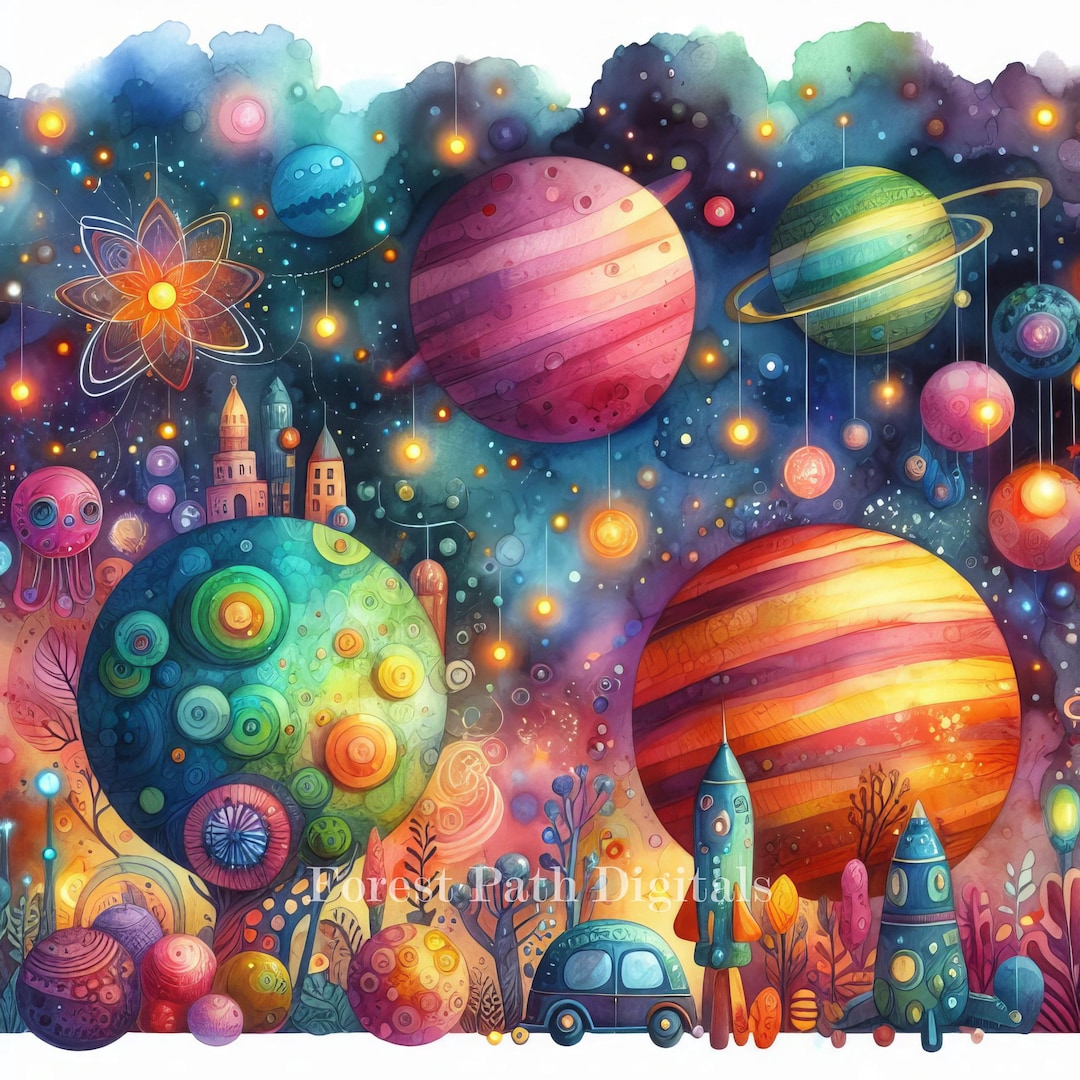 Colorful Outer Space - Clip Art Bundle, Digital File Images Download ...