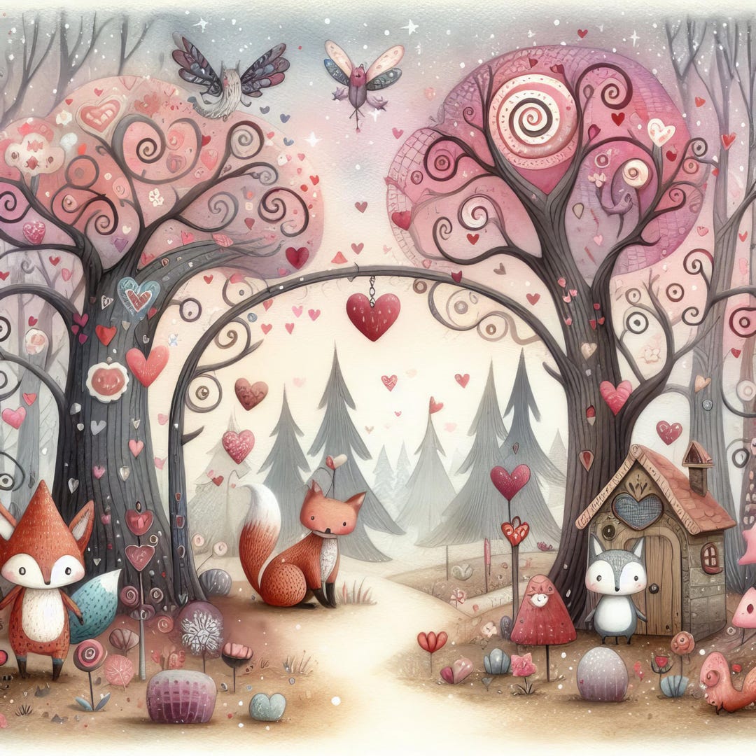 Magical Valentine's Day Forest - Clip Art Bundle, Digital Download ...