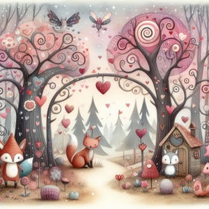 Magical Valentine's Day Forest - Clip Art Bundle, Digital Download ...