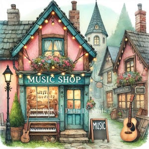 Village Music Shop - Clip Art Bundle, Digital Download, Digital Files ...