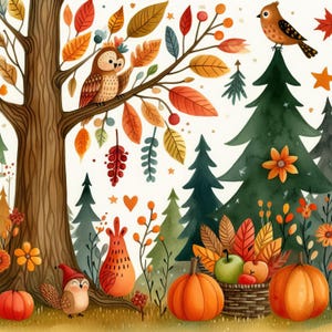 Magical Thanksgiving Day Forest - Clip Art Bundle, Digital Download ...