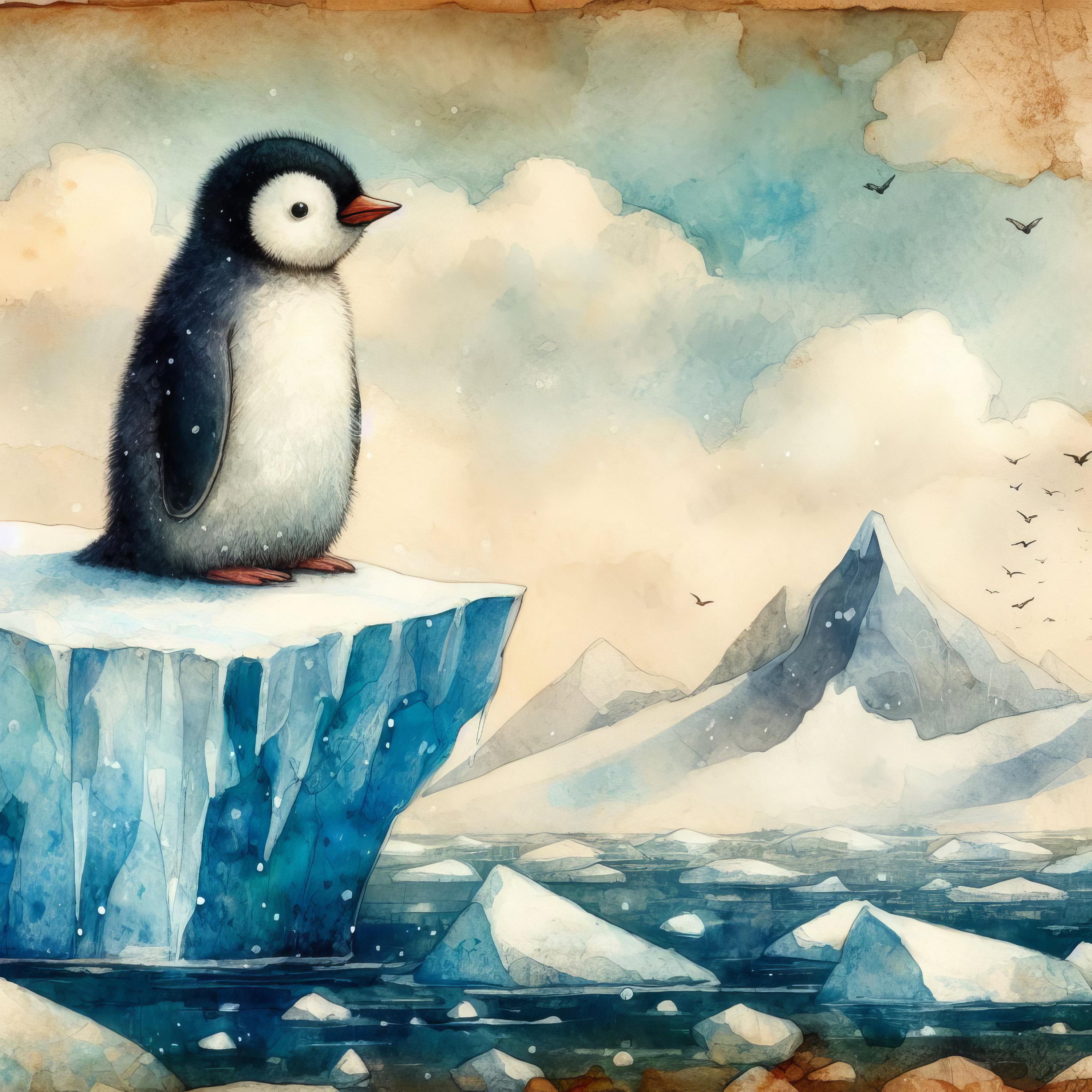 Primitive Penguin - Clip Art Bundle, Digital Download, Digital Files, Whimsical, Storybook, Ice ...