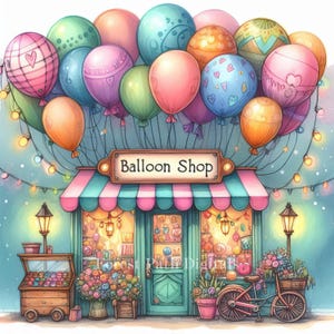 Colorful Balloon Shop - Clip Art Bundle, Digital Download, Digital ...