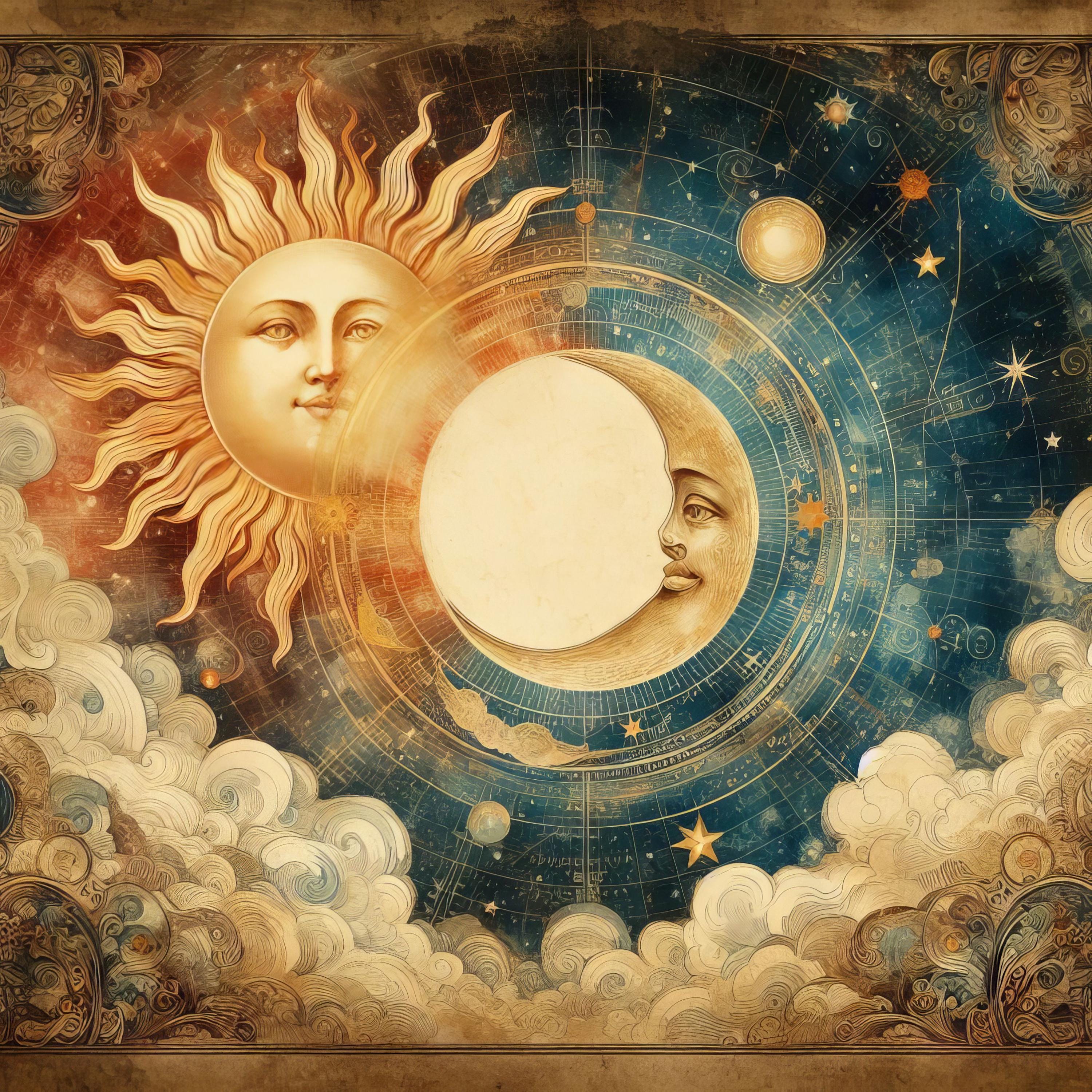 Sun Moon Astronomy Paper - Clip Art Bundle, Digital Download, Whimsical ...