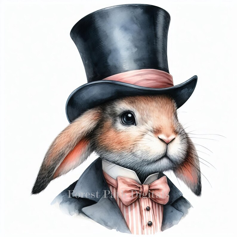 Dapper Bunny - Clip Art Bundle, Digital Files Download, Whimsical ...