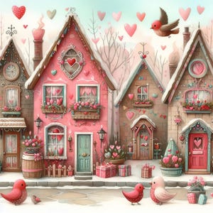 Whimsical Valentine's Day Town - Clip Art Bundle, Digital Download ...