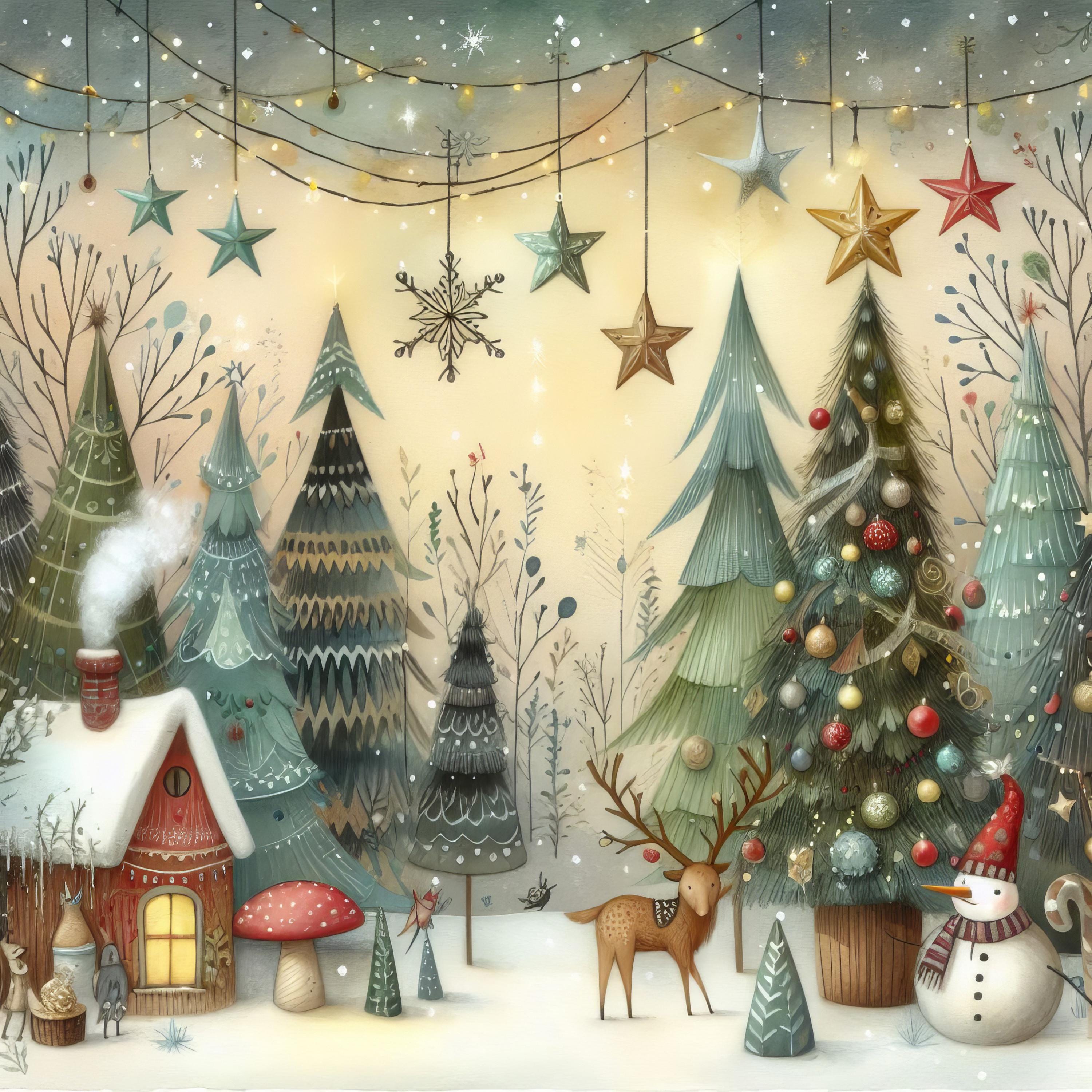 Whimsical Christmas Forest - Clip Art Bundle, Digital Download, Digital ...
