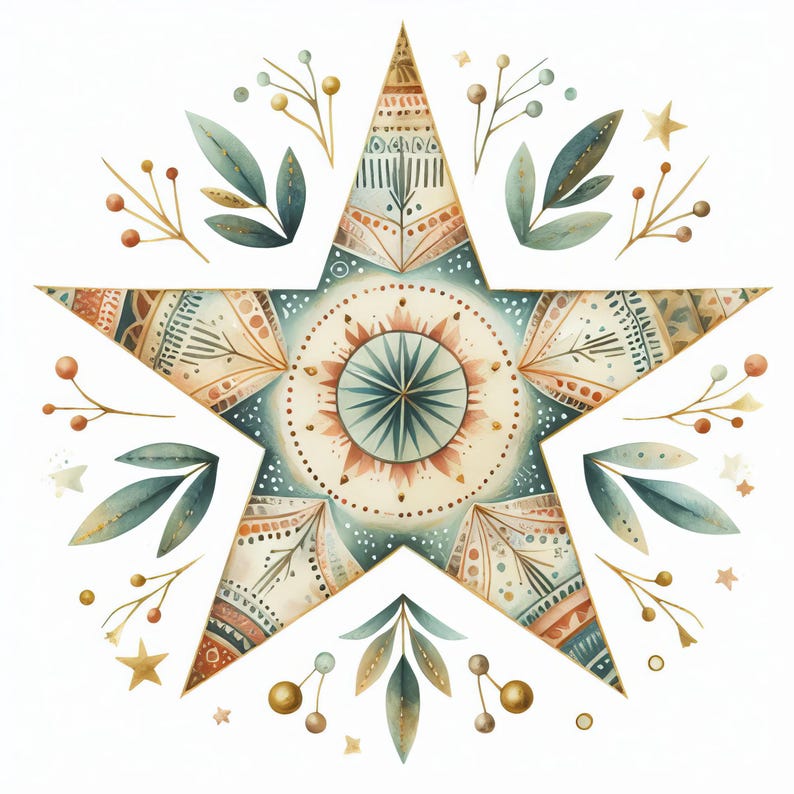 Boho Stars - Clip Art Bundle, Digital Image Files Download, Whimsical ...