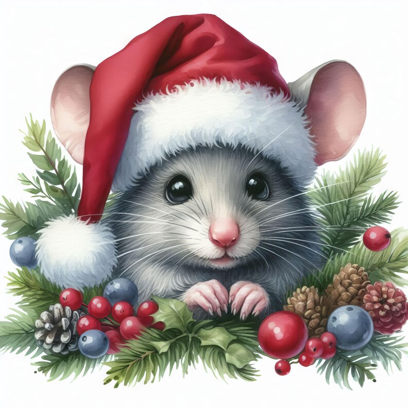 Sweet Christmas Mouse - Clip Art Bundle, Digital Files Download ...