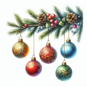 Classic Christmas Ornaments - Clip Art Bundle, Digital Download ...