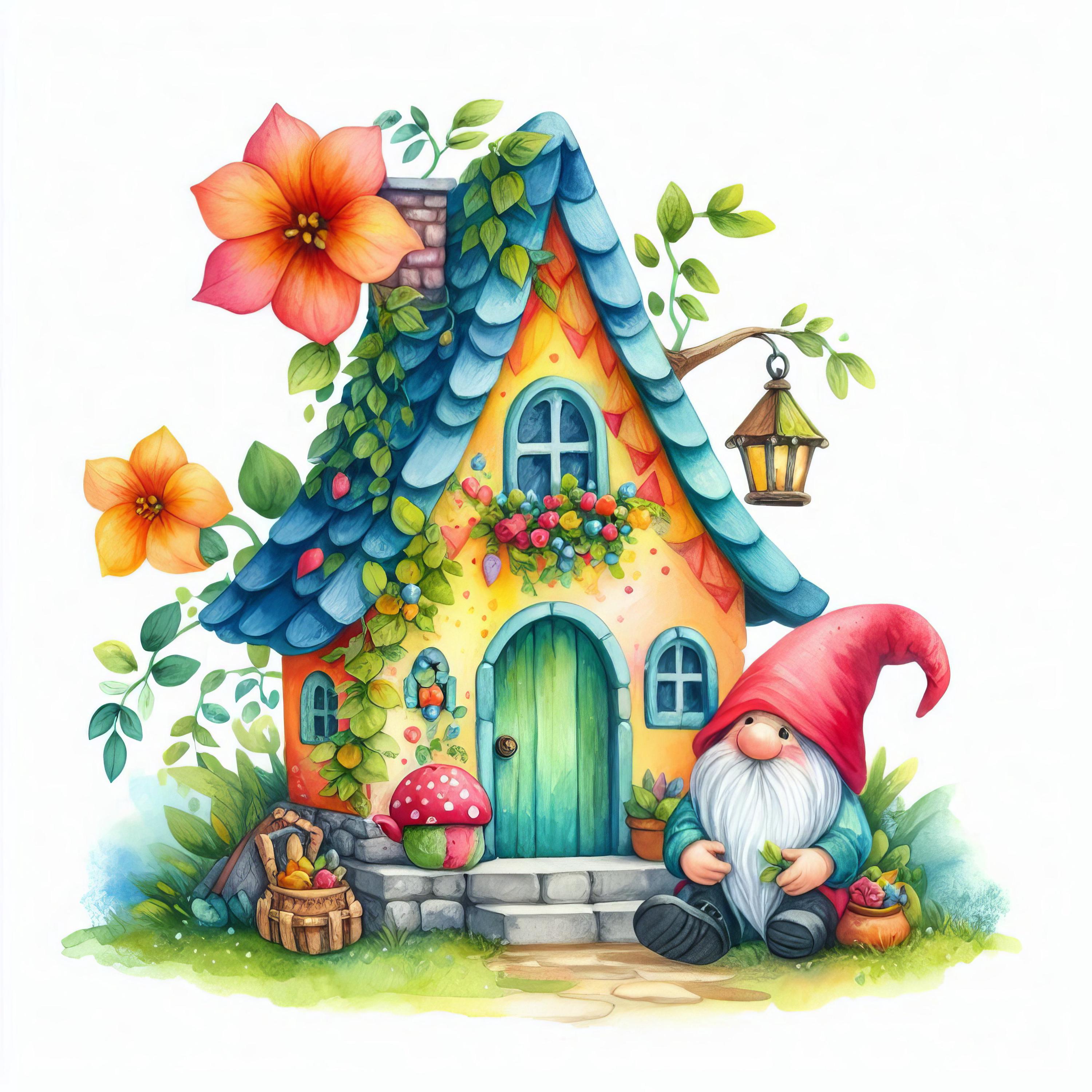 Whimsical Gnome House- Clip Art Bundle, Digital Download, Digital Files ...