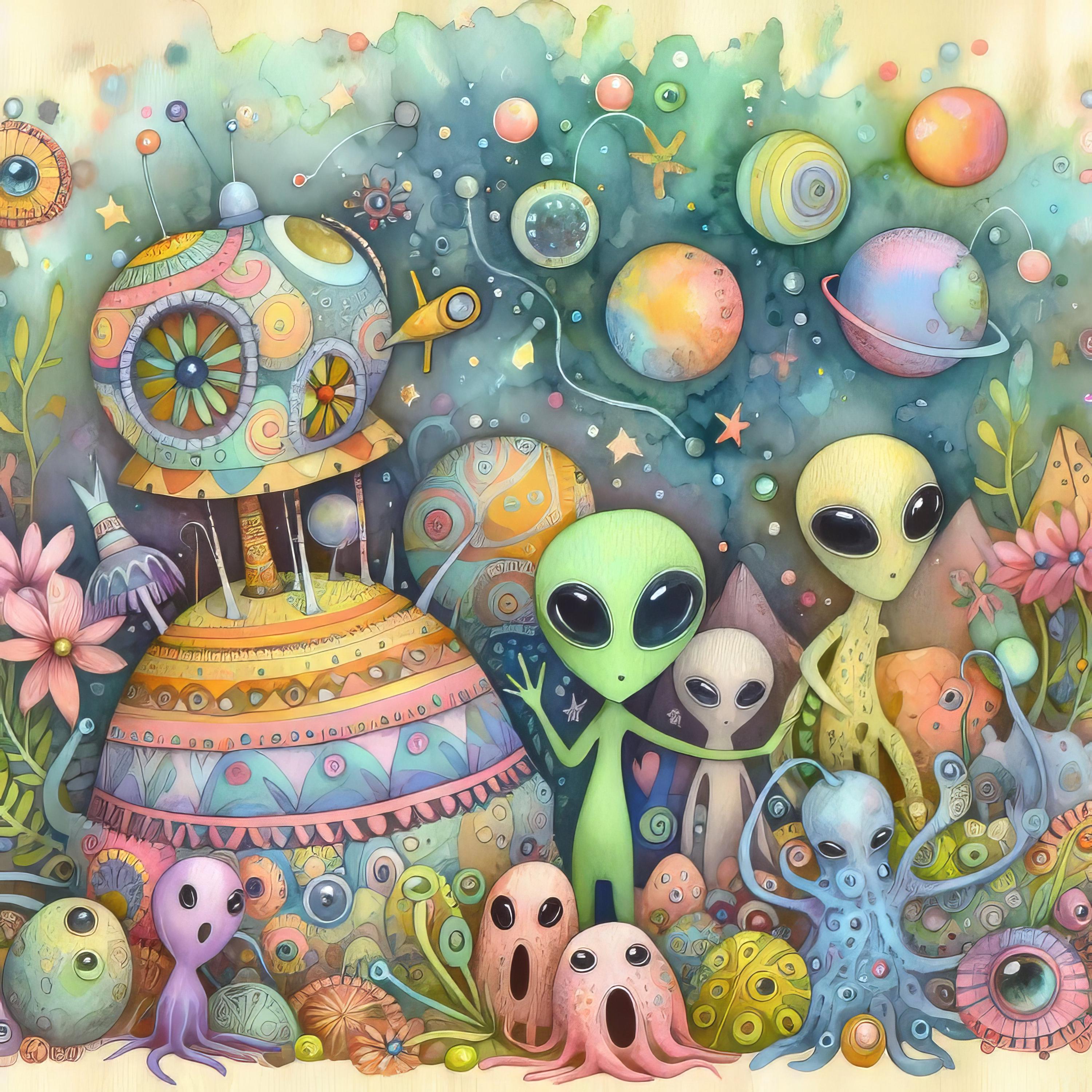 Whimsical Alien Paper - Clip Art Bundle, Digital Download, Outer Space ...