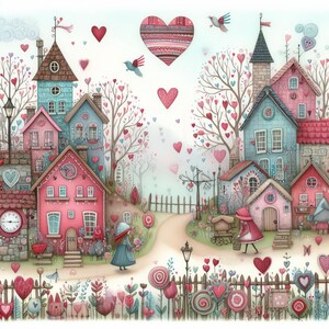 Whimsical Valentine's Day Town - Clip Art Bundle, Digital Download ...
