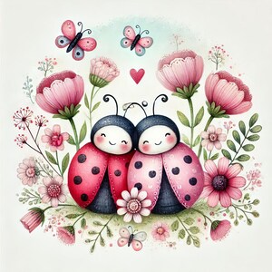Shabby Chic Love Bugs - Clip Art Bundle, Digital Download, Digital ...