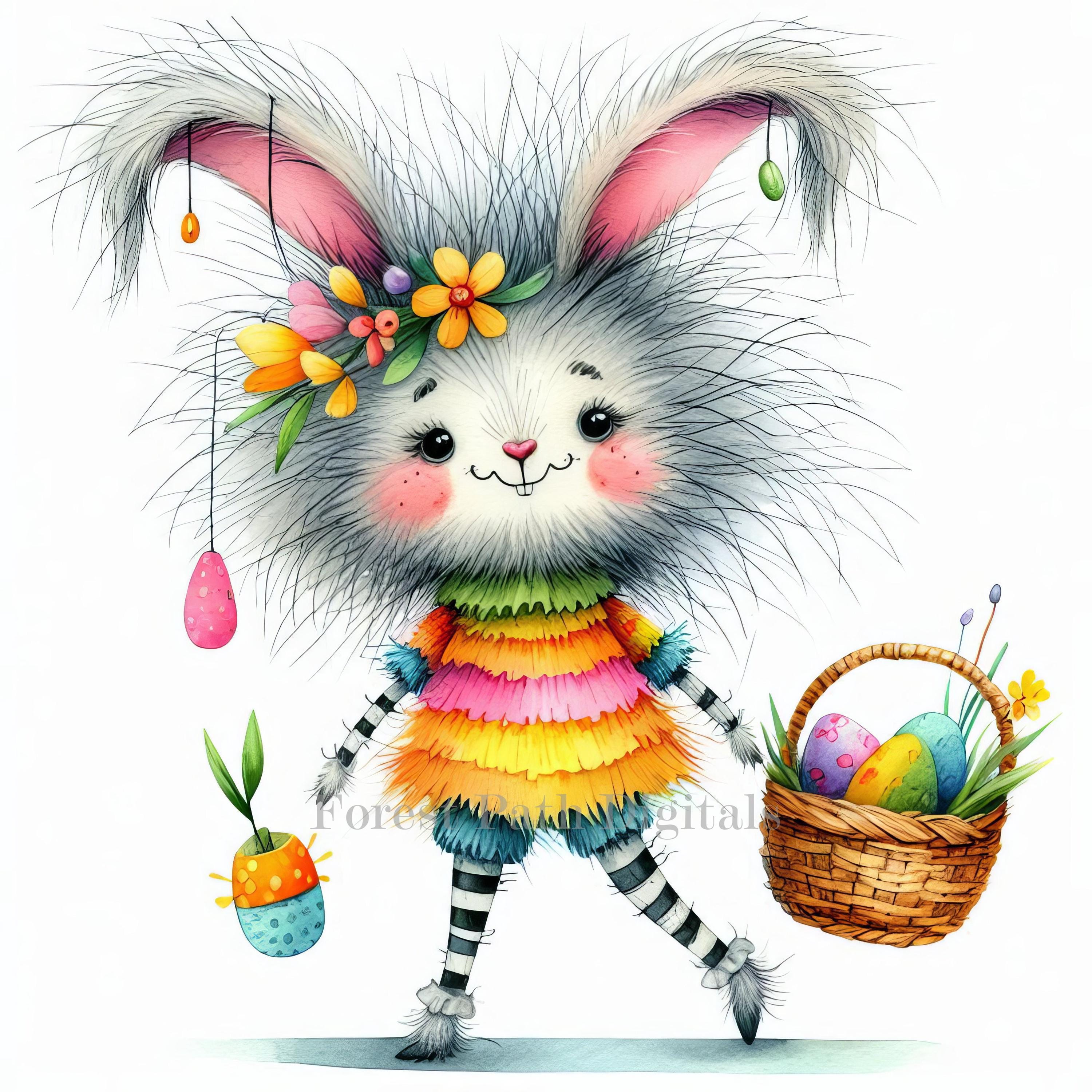 Quirky Easter Bunny - Clip Art Bundle, Digital Download, Digital Files ...