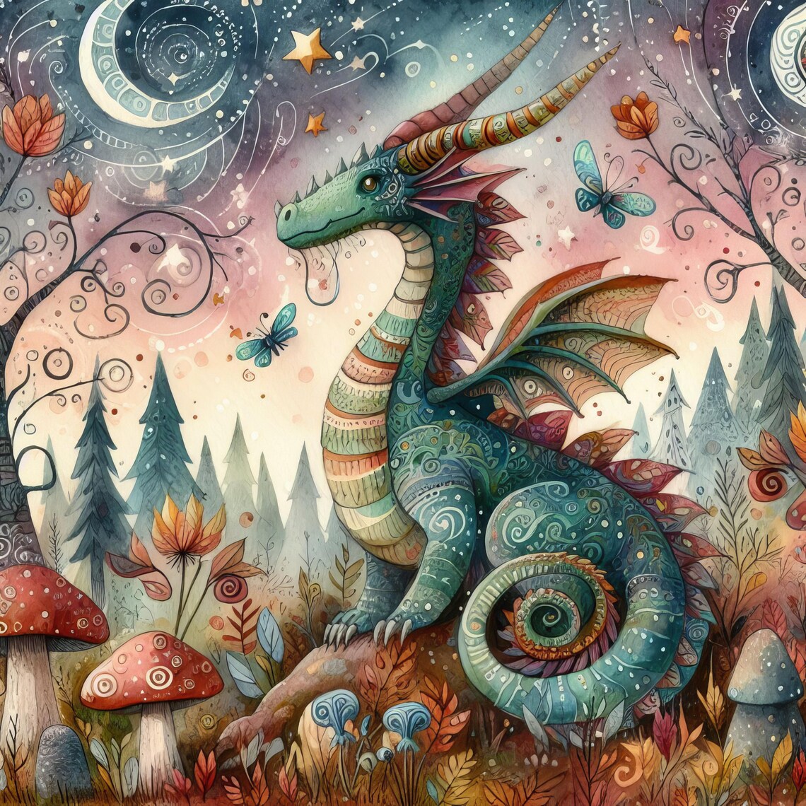 Magical Dragon Forest - Clip Art Bundle, Digital Download, Digital ...